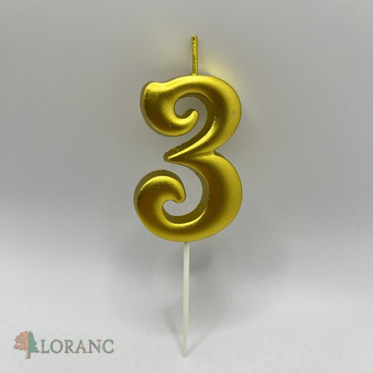 Sviečka číslo 3 /zlatá/ - loranc.sk